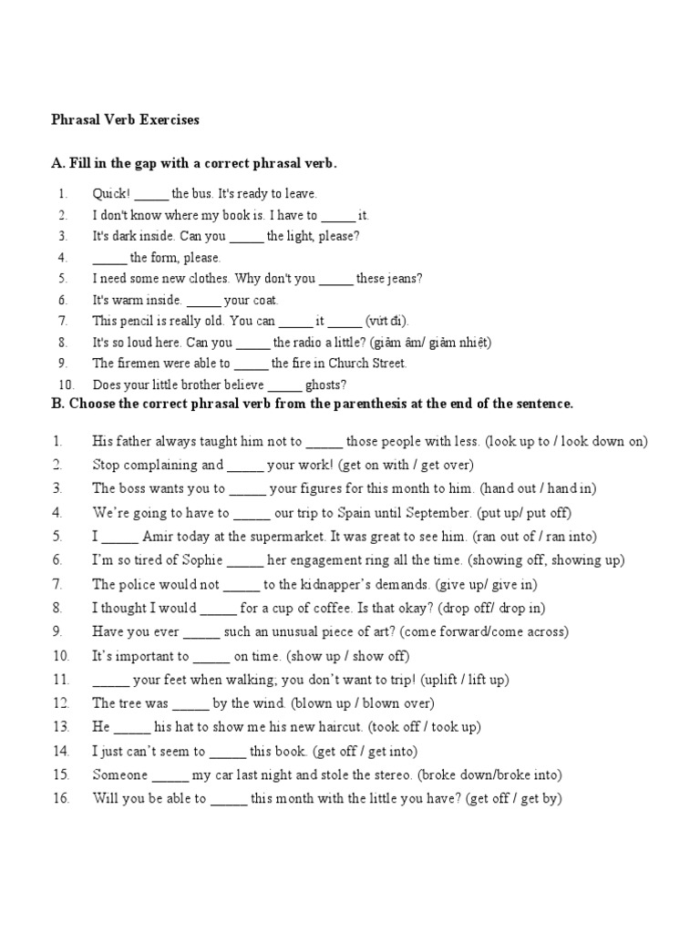 Phrasal Verb Exercises | PDF