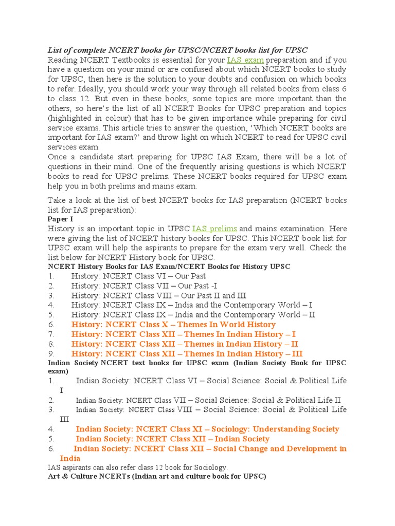 NCERT Books List for UPSC Preparation | PDF | Geography | Social Science