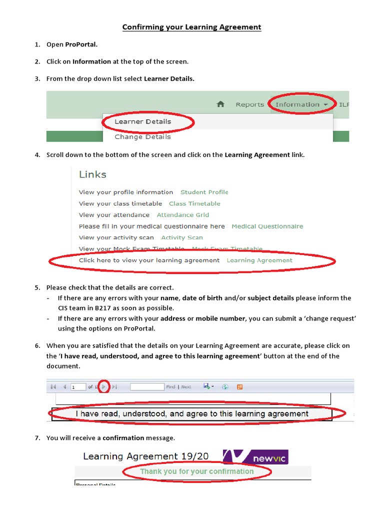 How To Confirm Your Learning Agreement 2 | PDF