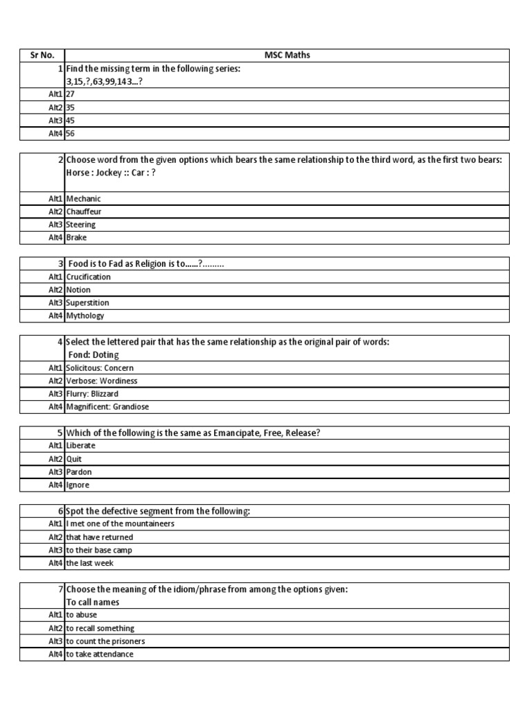 MSC Maths Series and Logical Questions | PDF | Science & Mathematics ...