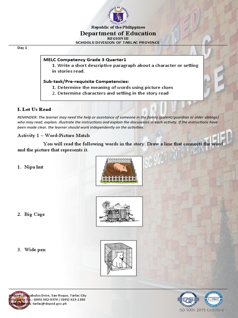 Department of Education: MELC Competency Grade 3 Quarter1 | PDF