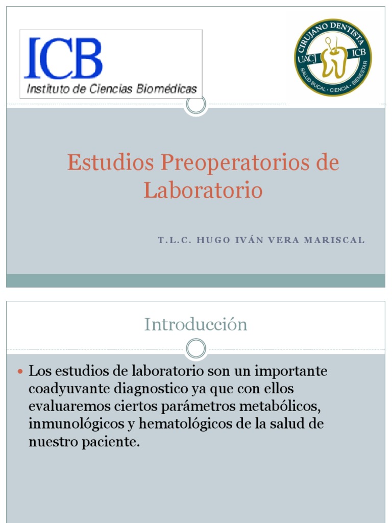 Estudios Preoperatorios de Laboratorio Actualizado2 | PDF | Sangre ...
