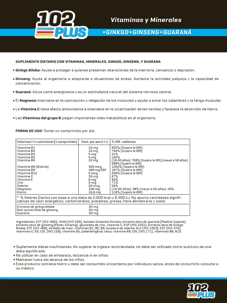 102 Plus | Descargar gratis PDF | Vitamina | Dieta