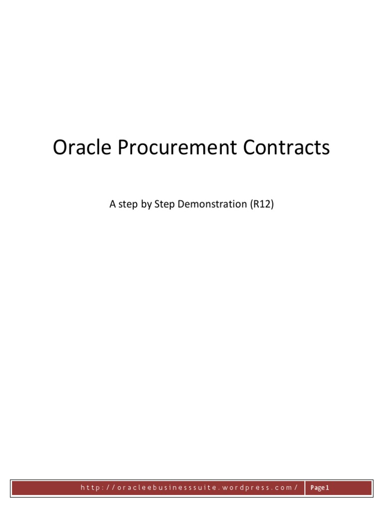 Oracle Procurement Contracts: A Step by Step Demonstration (R12) | PDF ...