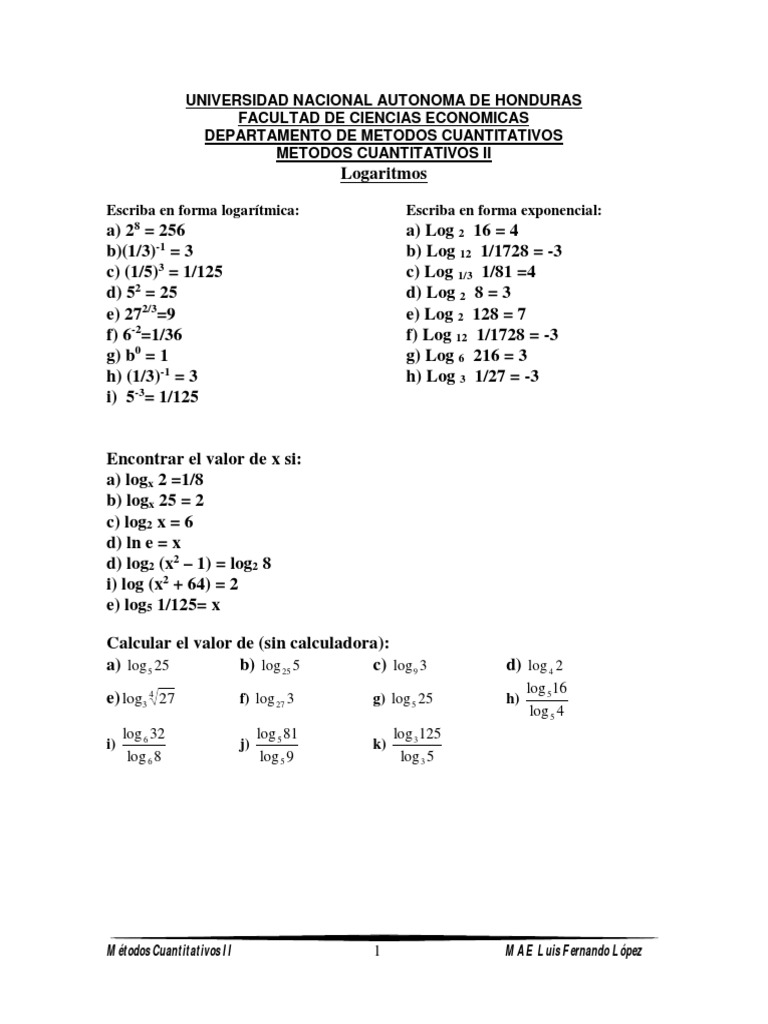 Guia III Parcial PDF | PDF | Logaritmo | Enseñanza de matemática