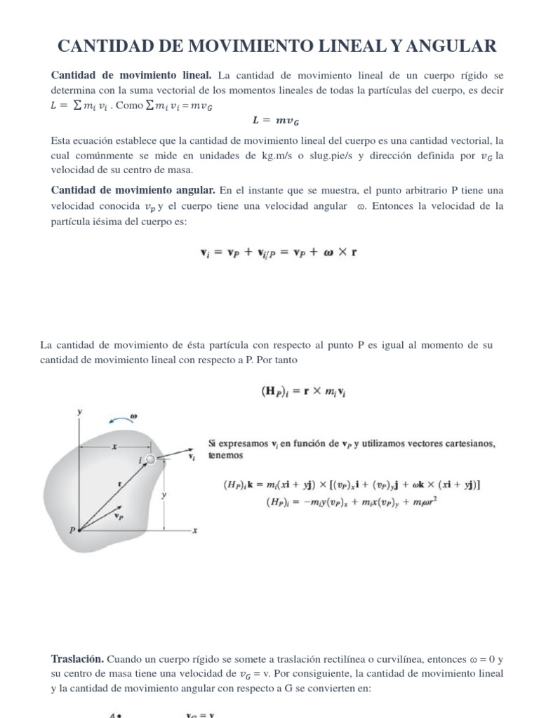Cantidad de Movimiento Lineal y Angular | PDF