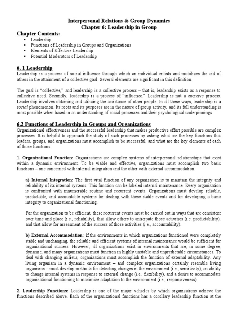 Leadership in Group Dynamics | PDF | Leadership | Motivation