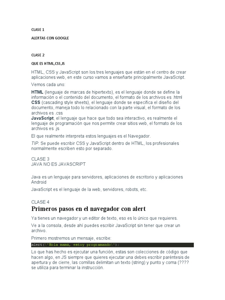 Las Clases en Linea de Programacion HTML, CSS, JAVASCRIPT | PDF | HTML ...