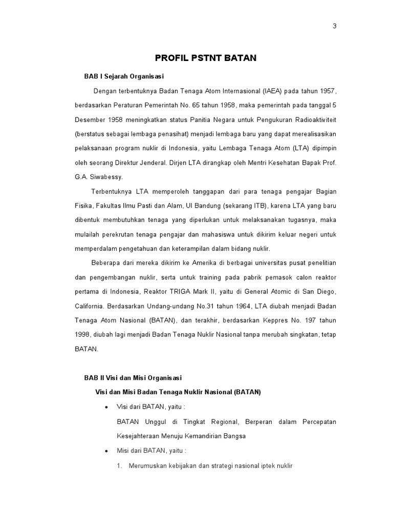 Struktur Organisasi Pusat Sains dan Teknologi Nuklir Terapan (PSTNT ...