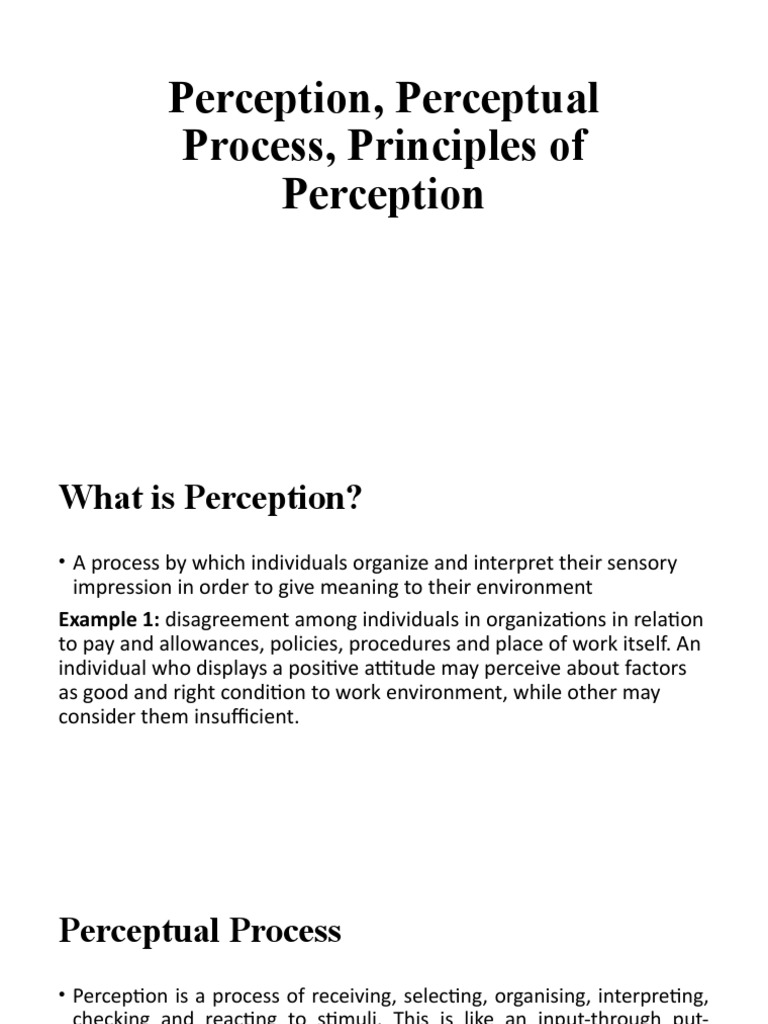 Perception, Perceptual Process, Principles of Perception | PDF ...