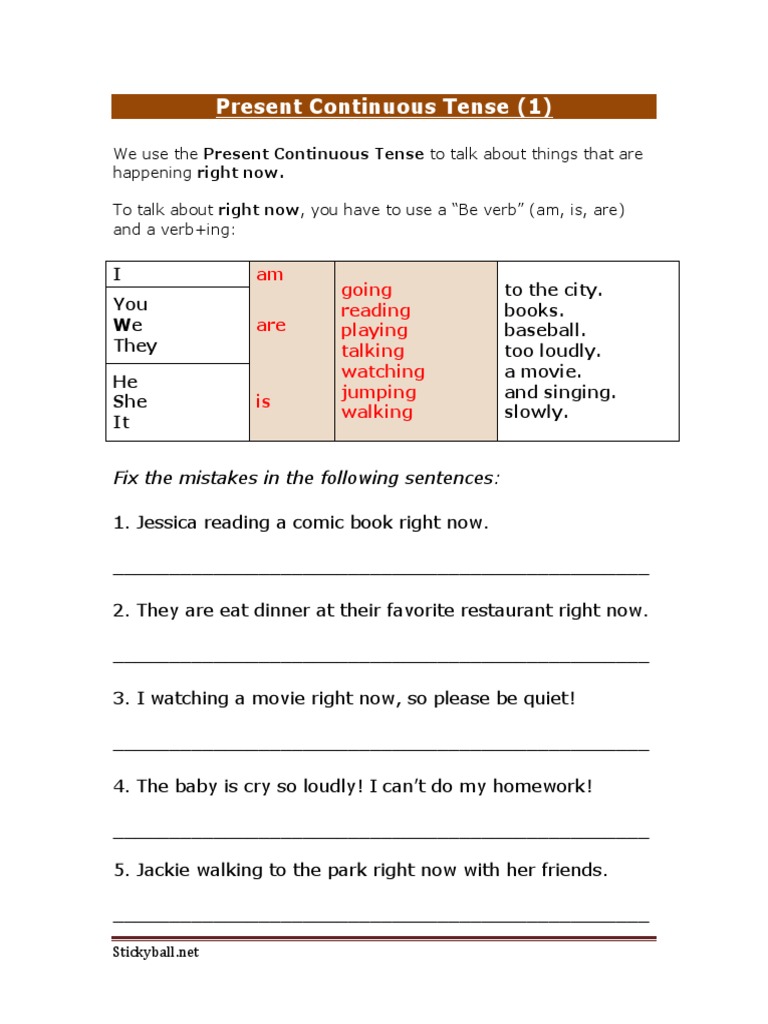 Present Continuous Tense Explained | PDF | Self-Improvement | General ...