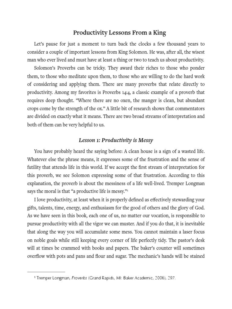 Productivity Lessons From A King: Lesson 1: Productivity Is Messy | PDF