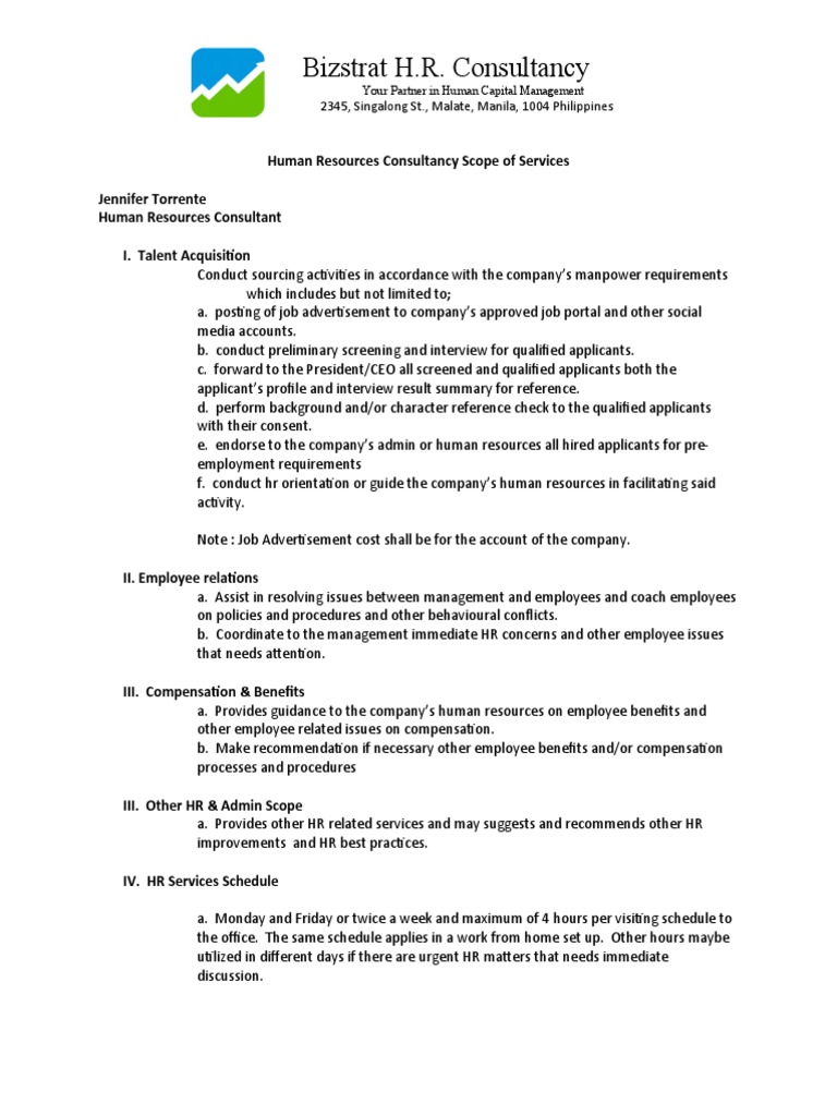 HR Scope of Work | Download Free PDF | Human Resource Management ...