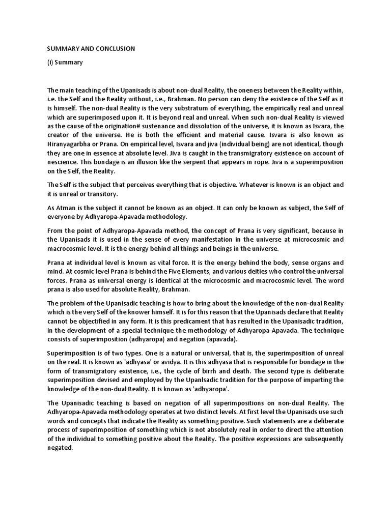 Summary and Conclusion - Adhyaropa Apavada | PDF | Ātman (Hinduism) | Yoga