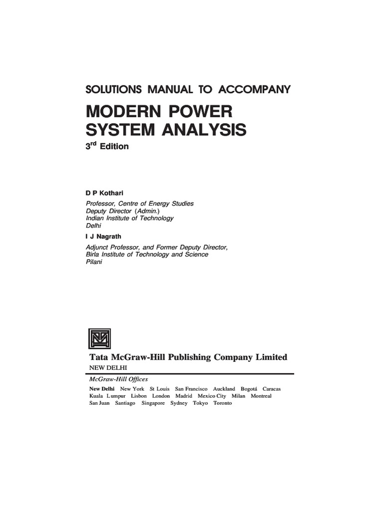 Power System Nagrath-Kothari-Solutions PDF | PDF | Electric Power ...