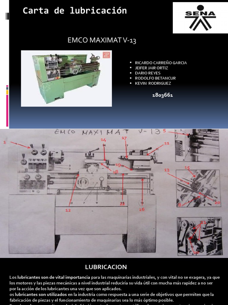 Carta de Lubricación EMCOMAT V13 | PDF | Lubricante | Petróleo