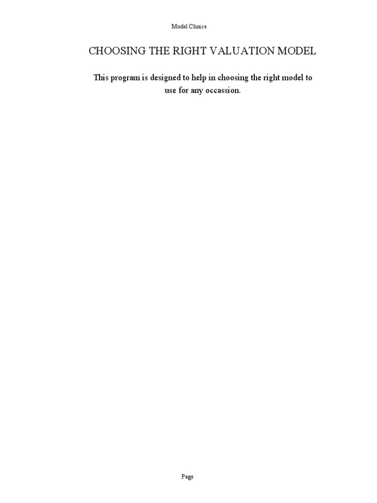 Choosing The Right Valuation Model | PDF | Valuation (Finance) | Debt