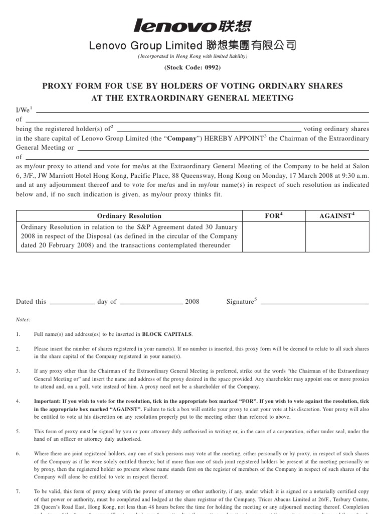Proxy Example | PDF | Proxy Voting | Power Of Attorney