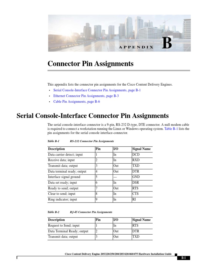 Serial Console-Interface Connector Pin Assignments | PDF | Office ...