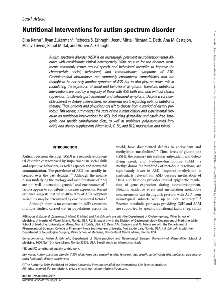 Nutritional Interventions PDF | PDF | Autism Spectrum | Randomized ...