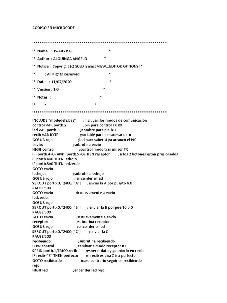 Codigo en Microcode | PDF | Básico | Equipo de oficina