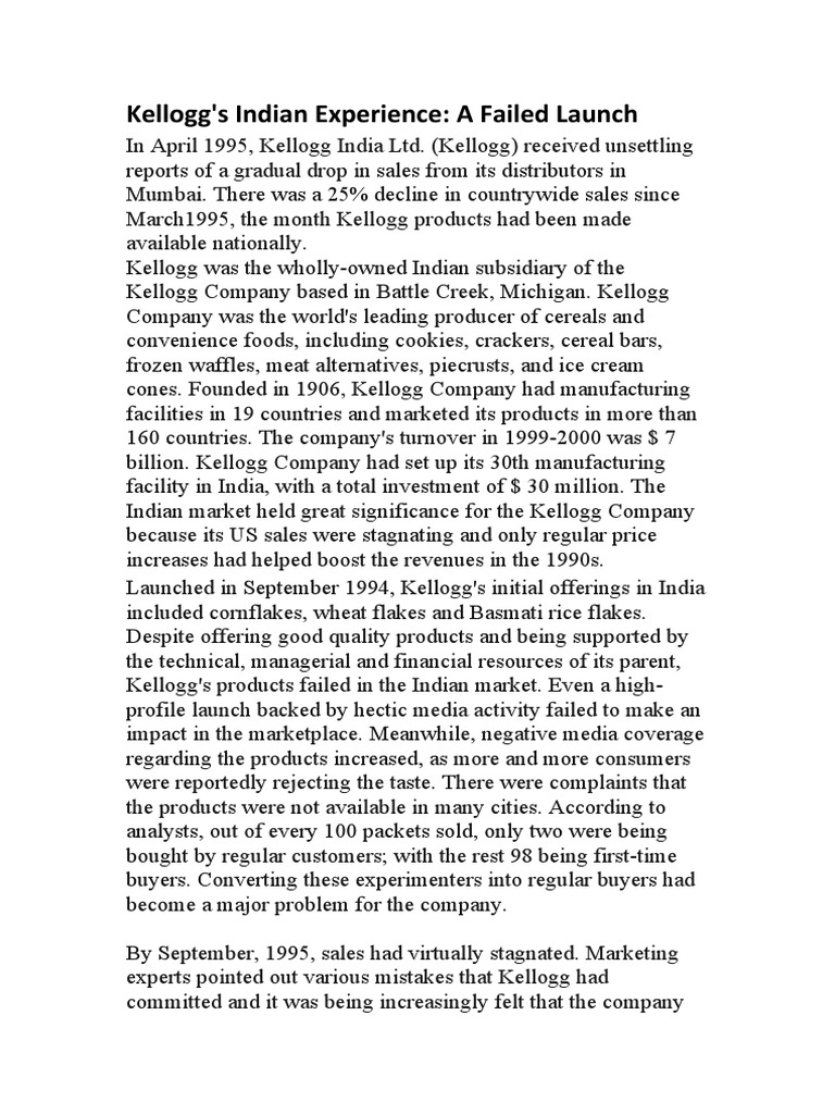 Why Kellogg's Failed in India: An Analysis of Kellogg India's Initial Marketing and Product ...