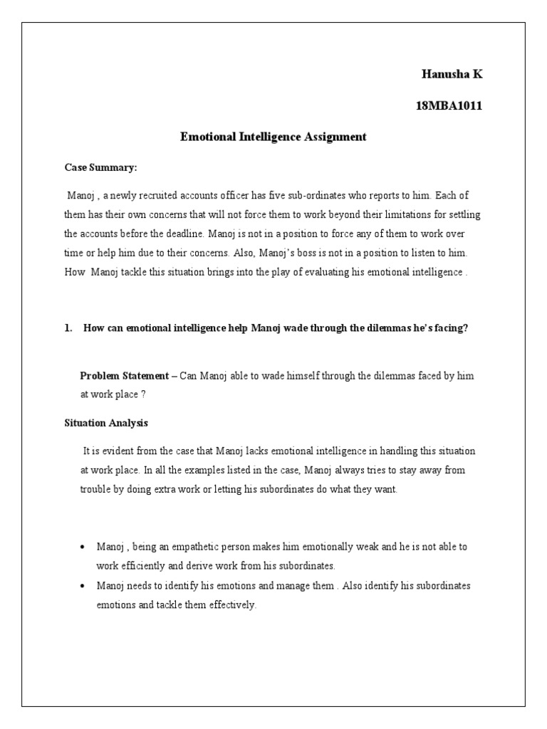 Emotional Intelligence Assignment | Download Free PDF | Emotional ...