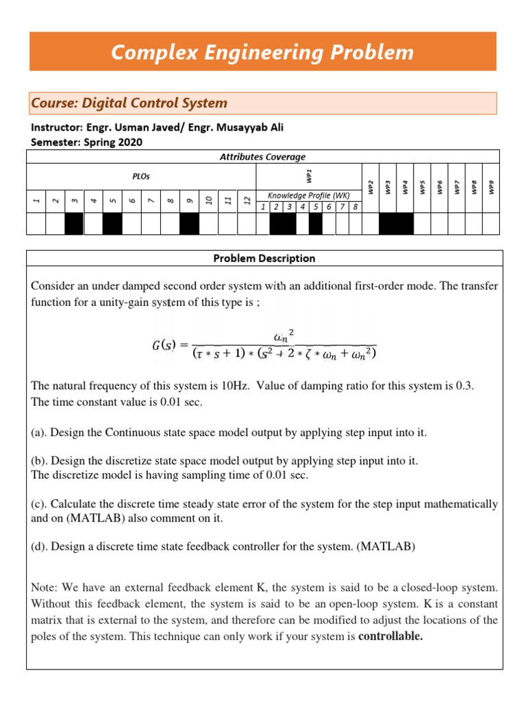 Complex Engineering Problem DCS 2020 | PDF | Control Theory | Electronics