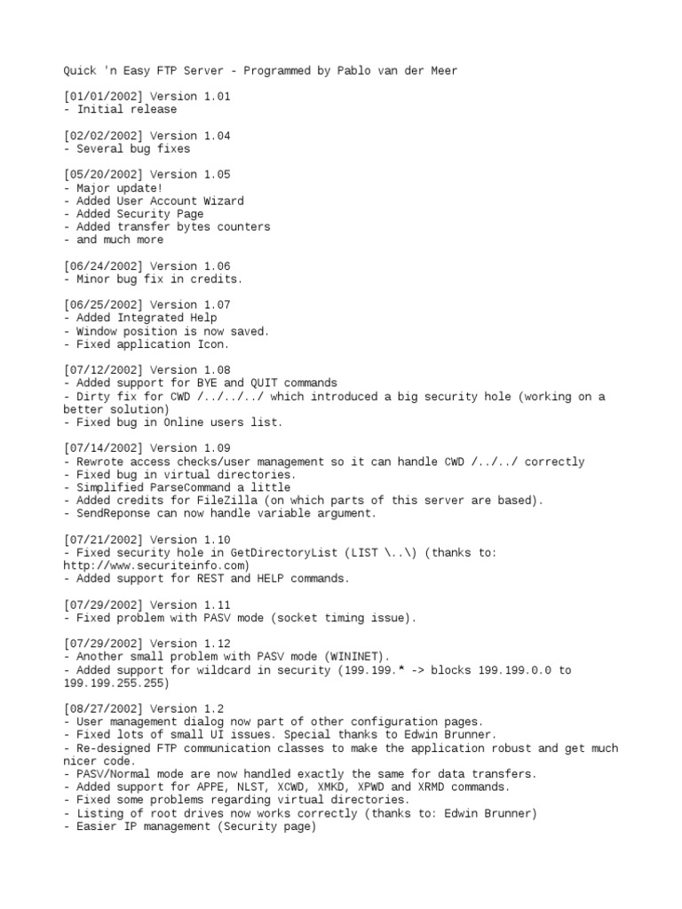 Whatsnew | PDF | File Transfer Protocol | Windows Registry