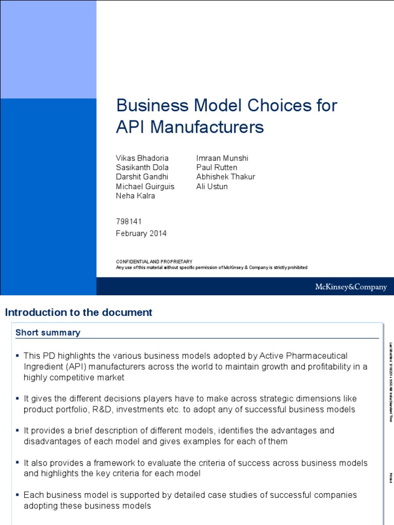 API Manufacturing Business Models | PDF | Research And Development ...