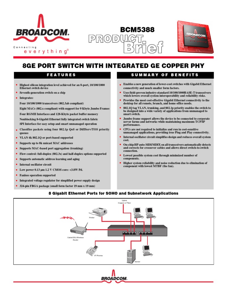 8ge Port Switch With Integrated Ge Copper Phy | PDF | Ethernet ...