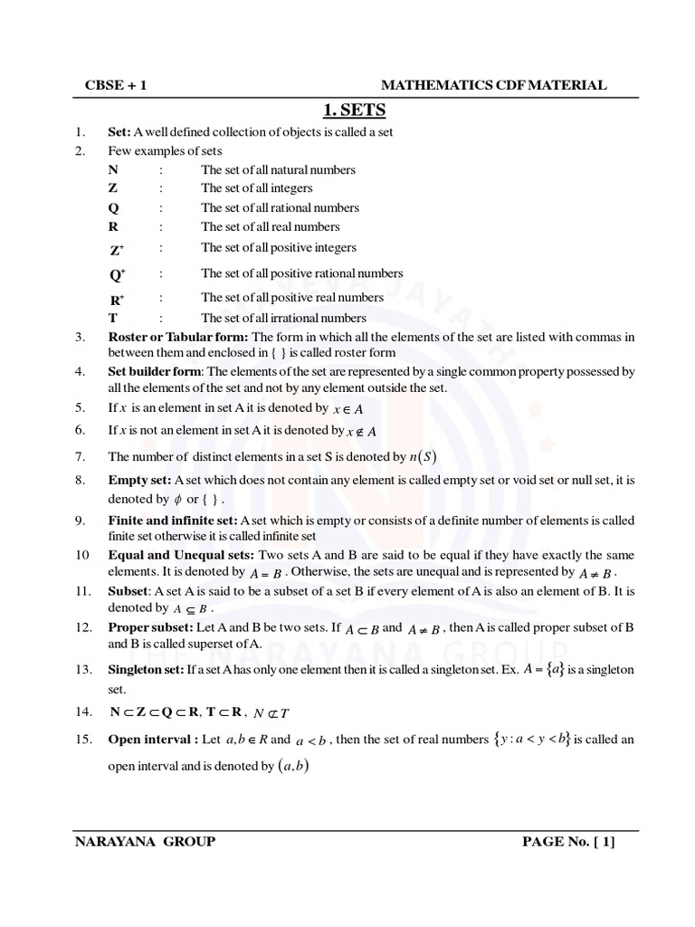 +1 CBSE - MATHS CDF MATERIAL (01-36) .PMD | PDF | Set (Mathematics) | Function (Mathematics)