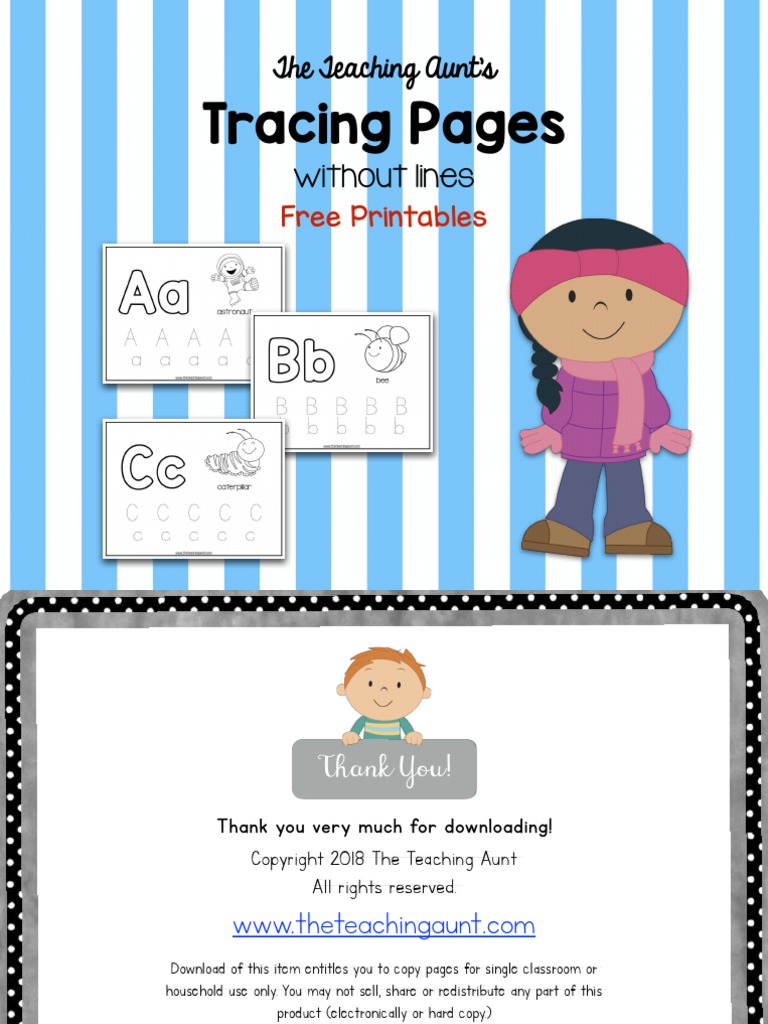 Tracing Letters Without Lines Free Printable The Teaching Aunt PDF | PDF