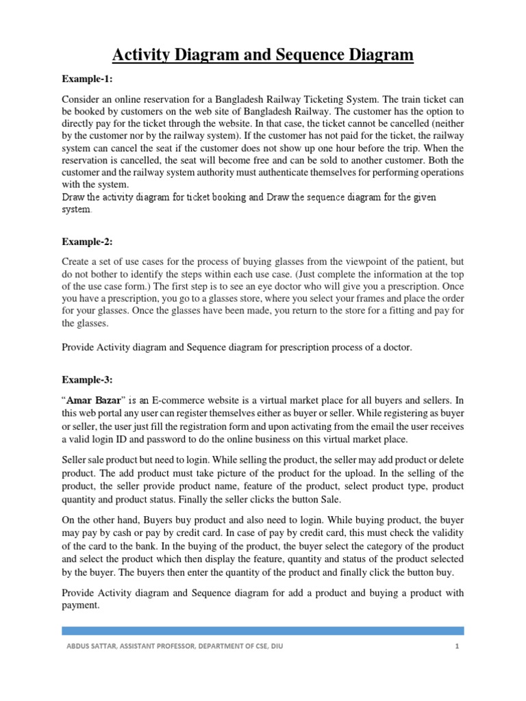 Activity Diagram and Sequence Diagram - Practice Example | Download ...