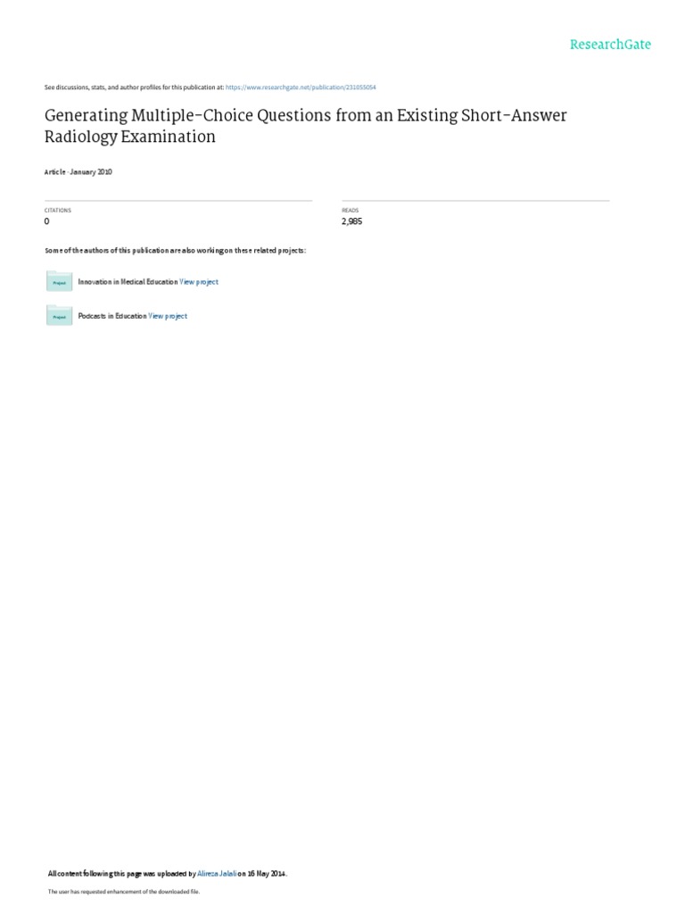 Generating Multiple-Choice Questions From An Existing Short-Answer ...