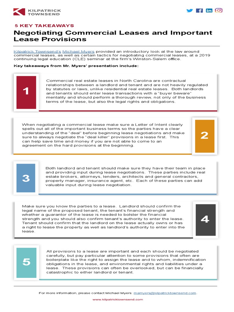 Negotiating Commercial Leases and Important Lease Provisions | PDF ...
