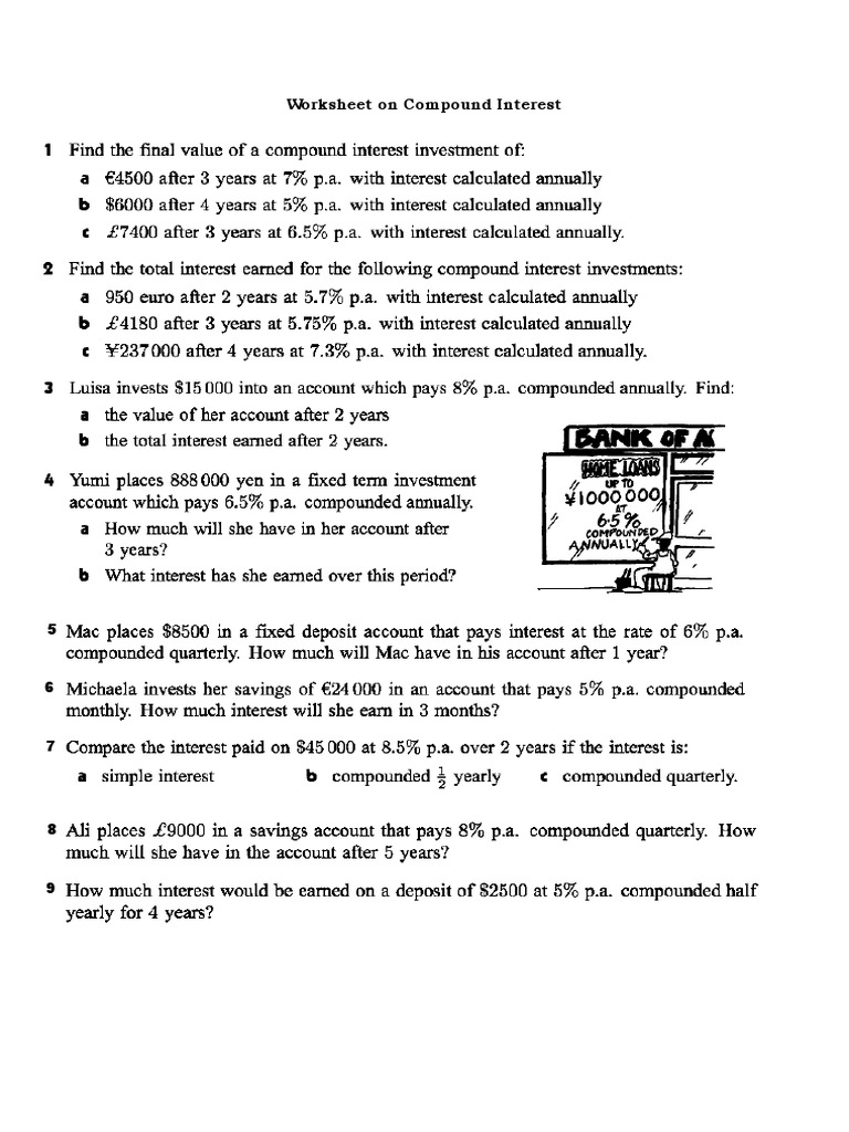 Worksheet On Compound Interest | PDF