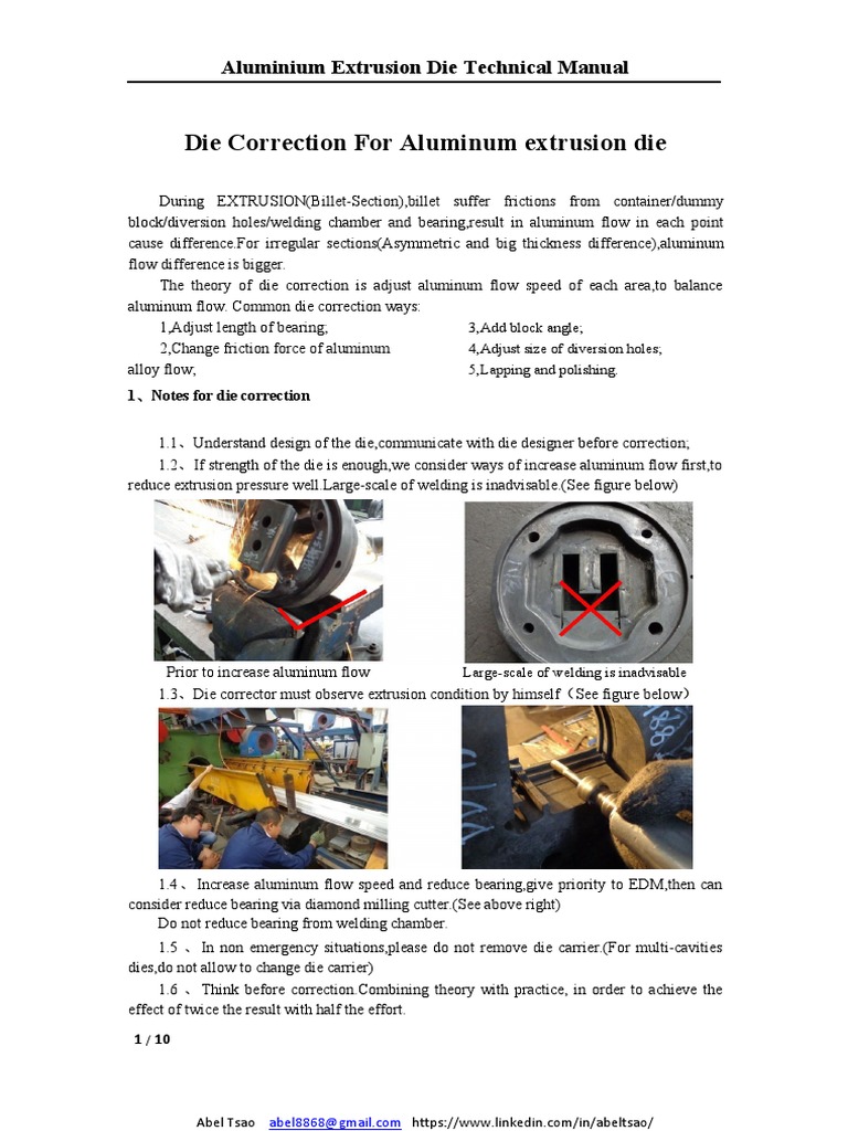 Aluminum Extrusion Die Correction Manual | PDF | Extrusion | Fracture