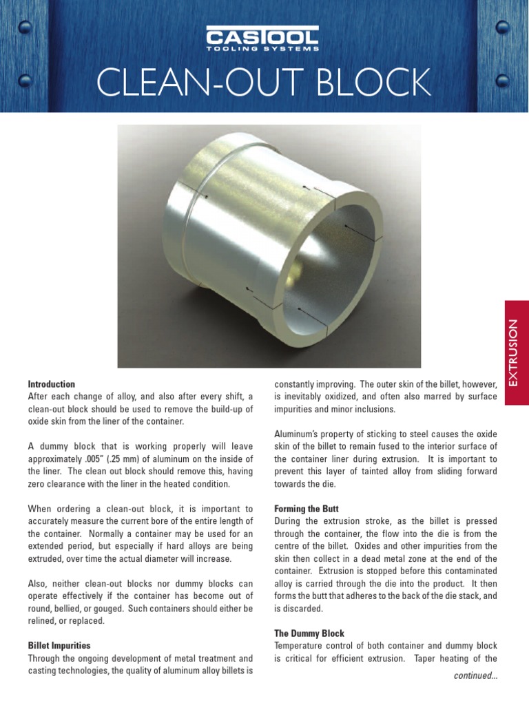 Extrusion The Clean Out Block | PDF | Extrusion | Economic Sectors