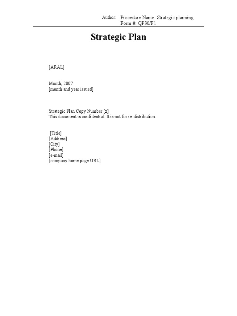Strategic Plan Form | PDF | Strategic Planning | Swot Analysis