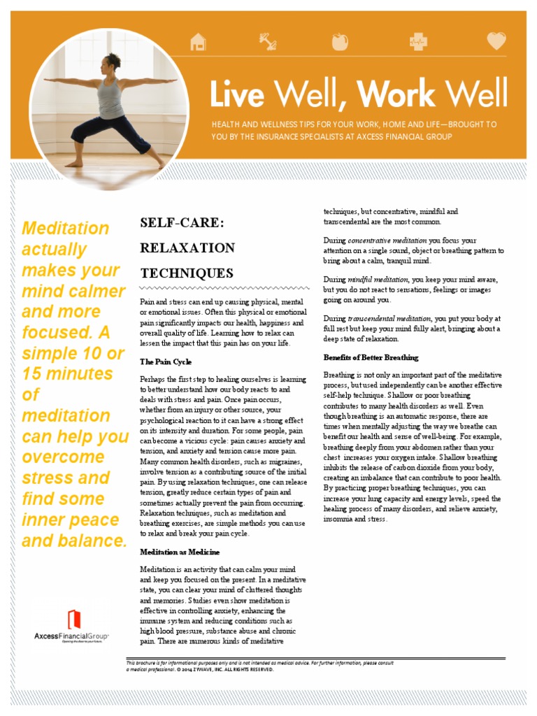 Relaxation Techniques | PDF | Relaxation (Psychology) | Meditation