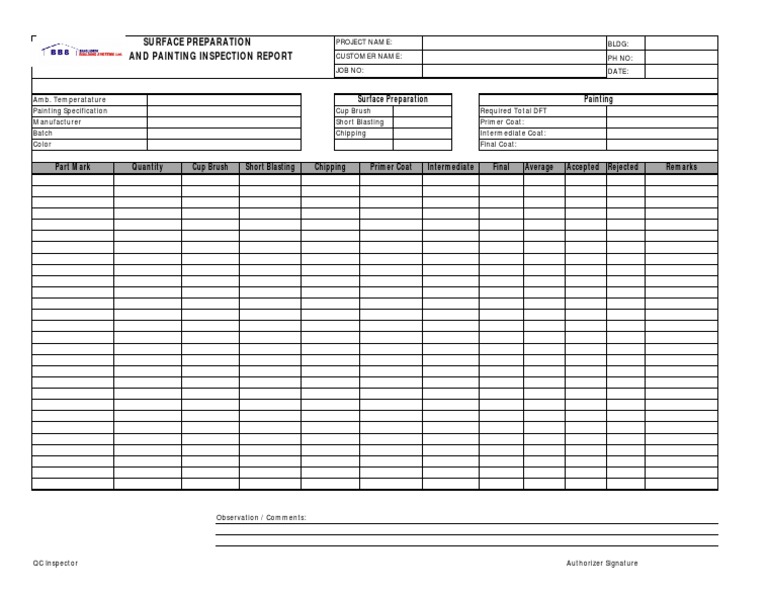 Surface Preparation and Painting Inspection Report | PDF