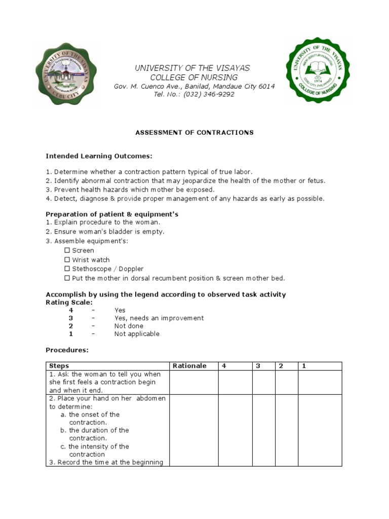 Assessment of Contractions | PDF | Wellness