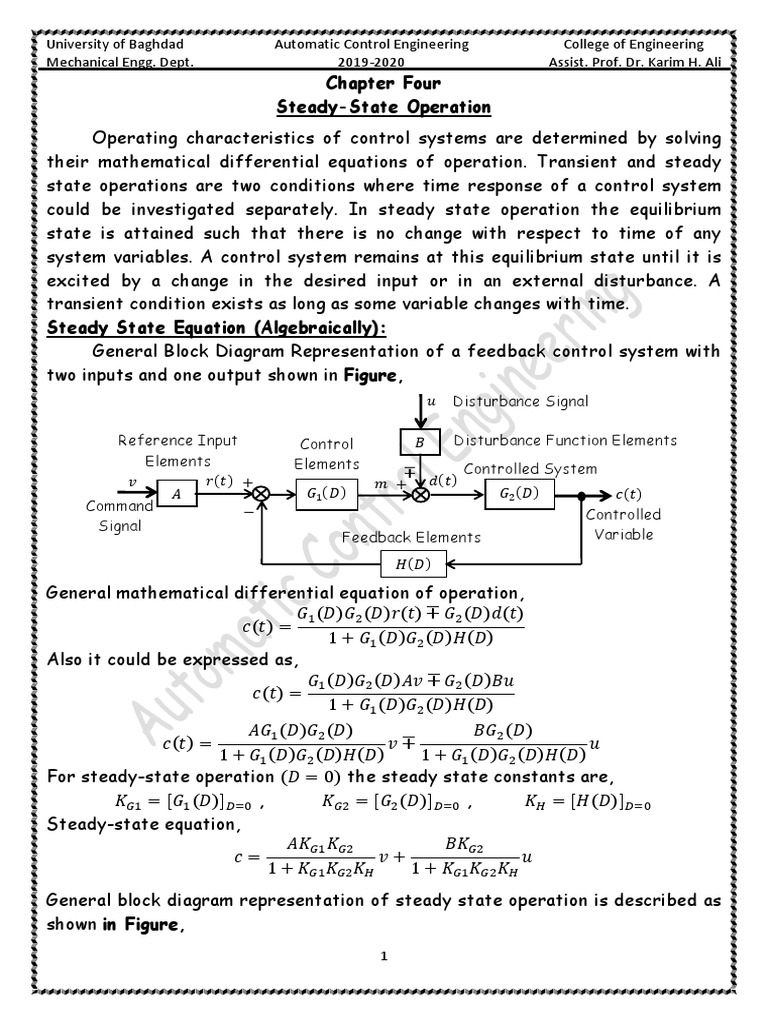 Control Chapter 4 | PDF | Control Theory | Steady State