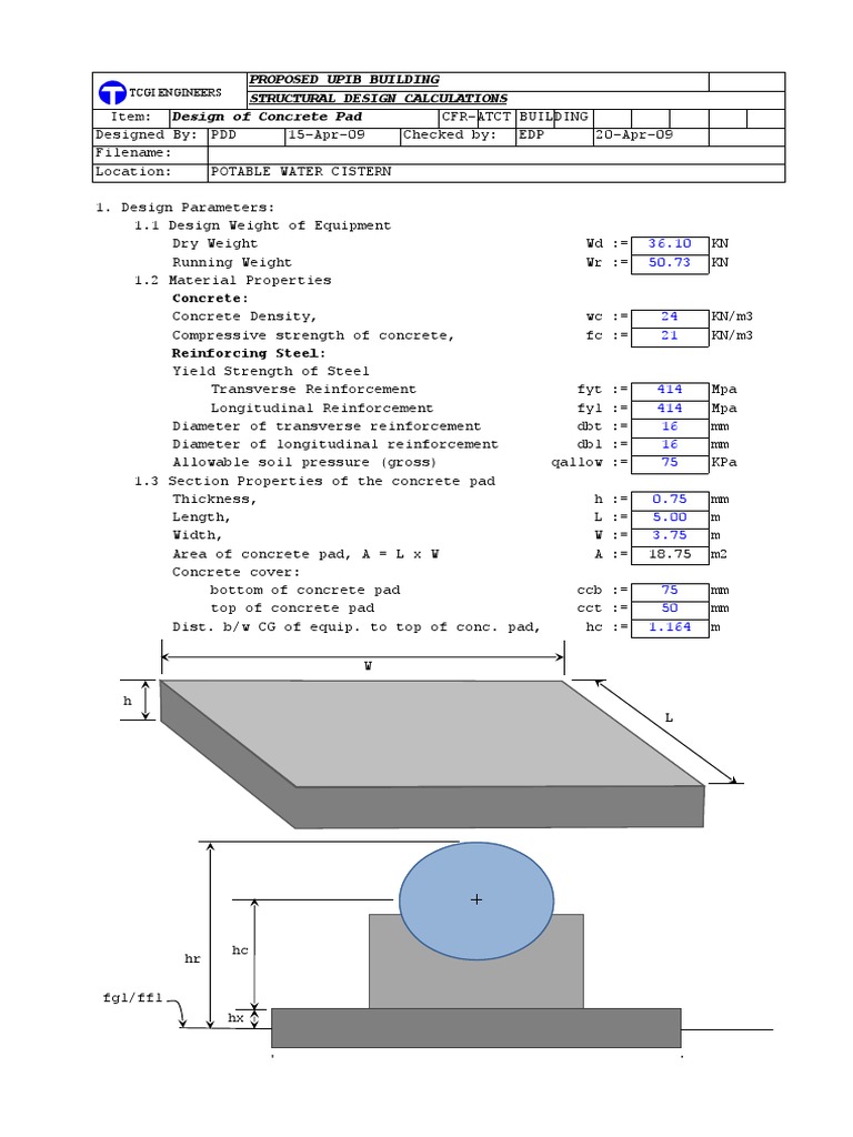 Design of Concrete Pad | PDF | Civil Engineering | Building Engineering