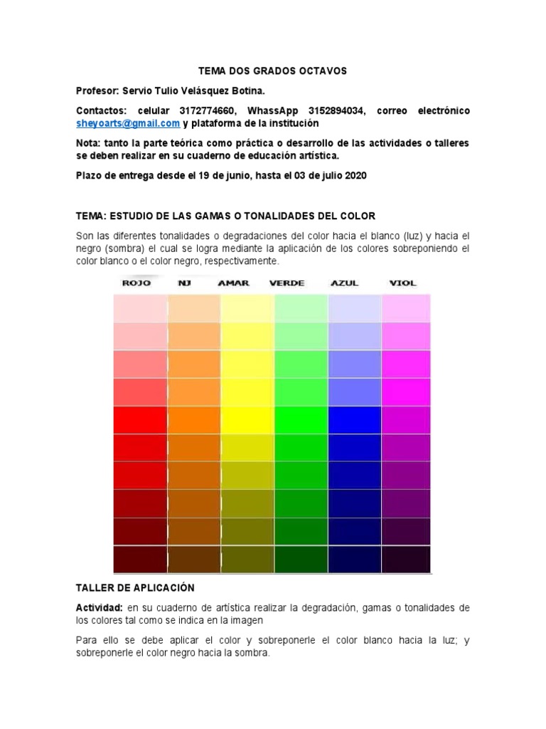 Gamas o Tonalidades Del Color | PDF