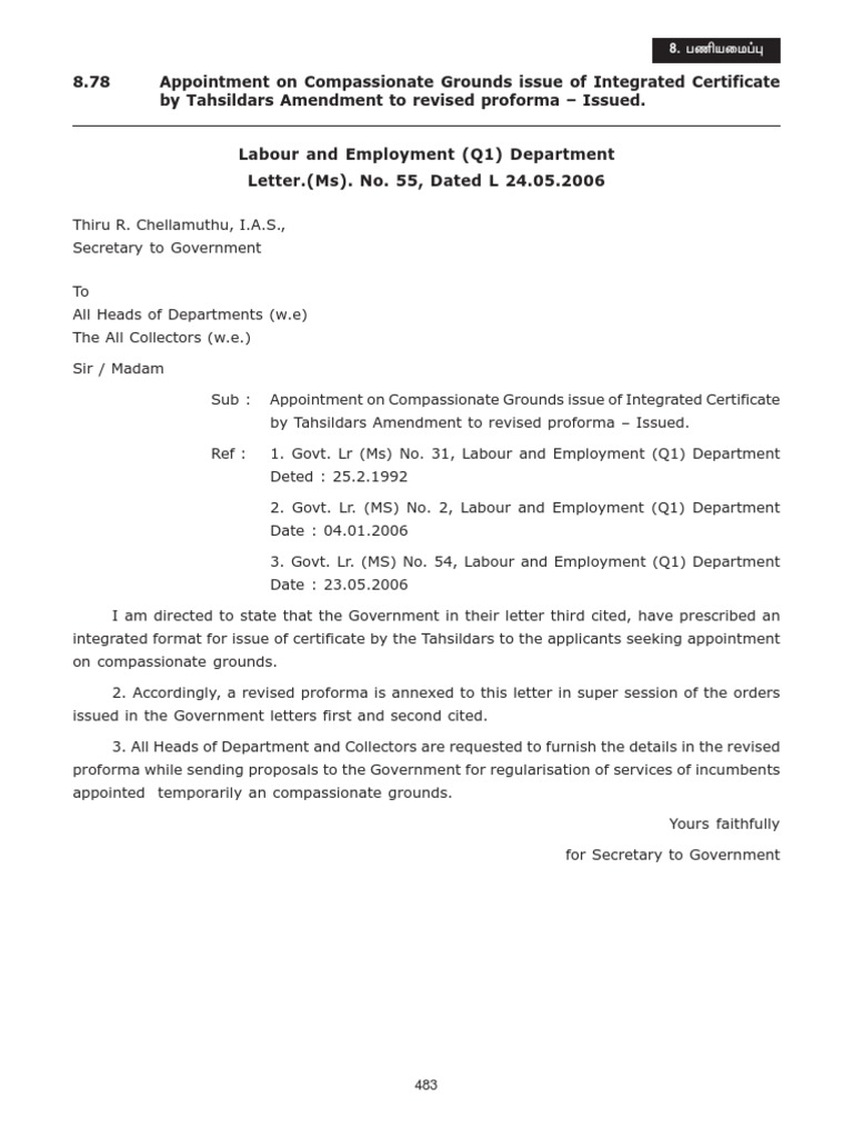 8.78 Appointment On Compassionate Grounds Issue of Integrated ...
