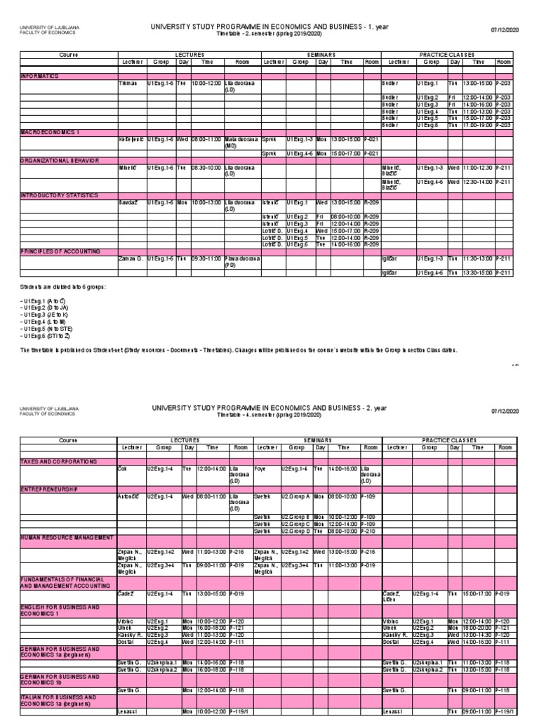 University Study Programme in Economics and Business - 1. Year | PDF ...