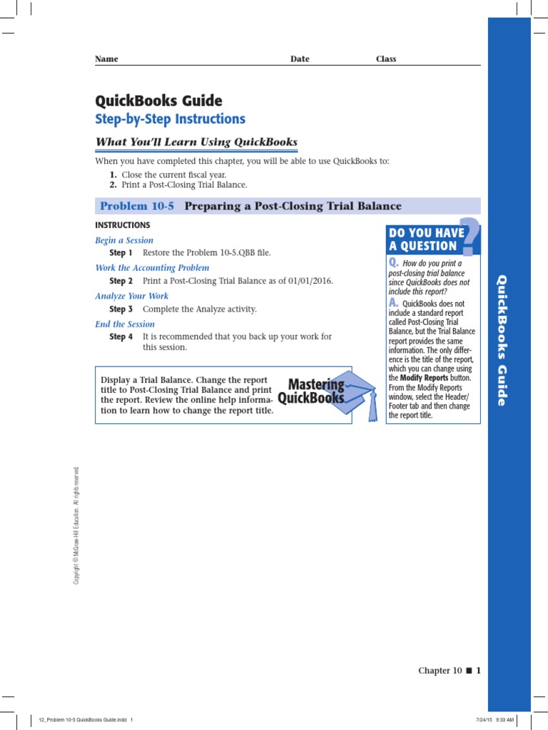 Problem 10-5 QuickBooks Guide PDF | PDF | Learning