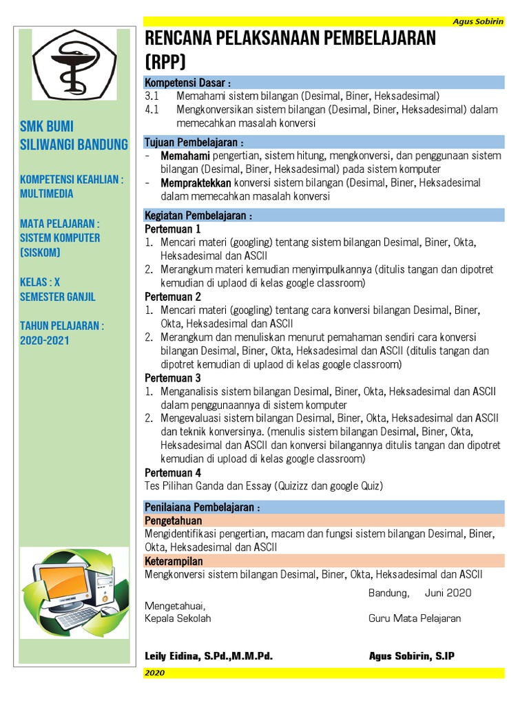 RPP Sistem Bilangan untuk SMK Multimedia | PDF